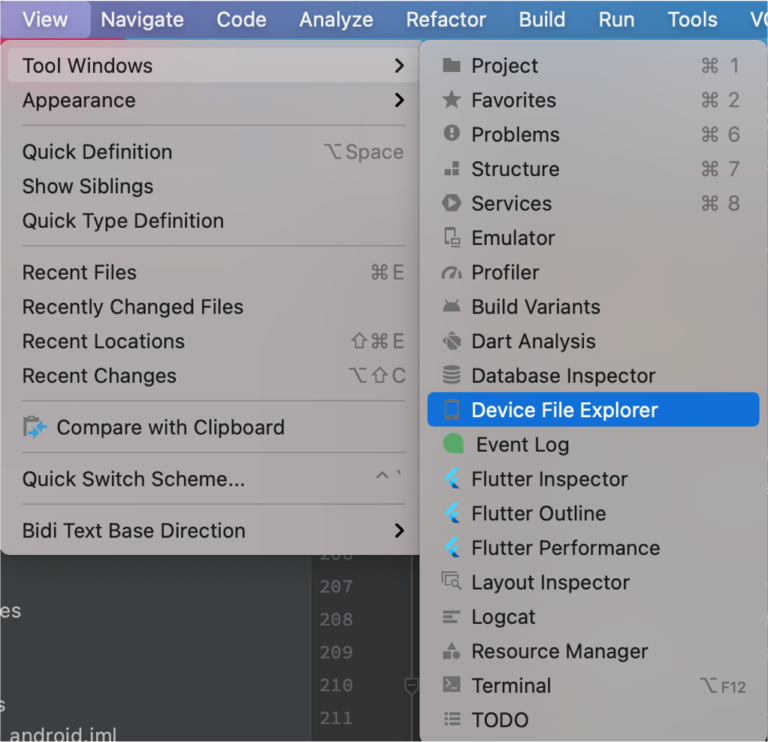 Flutter：Android Studioで、Device File Explorerが表示されないときの対処法 | halzo appdev blog